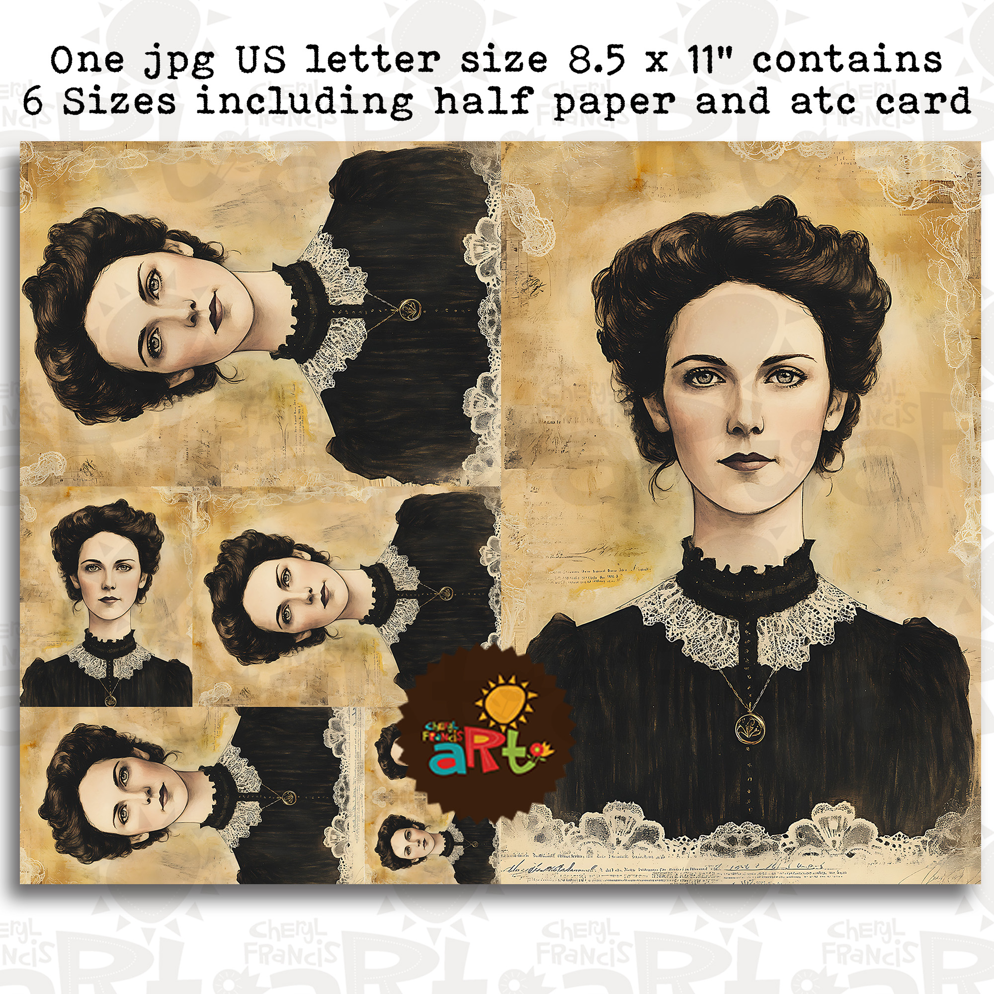 Lady in Black Single Image No.74 Printable Junk Journal Half Paper for ...