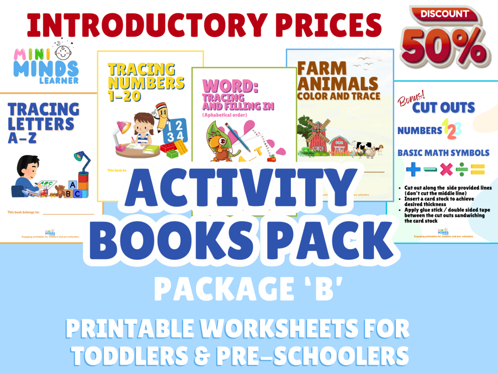 Mini Minds Learner-100+ pages Printable Worksheets for Toddlers & Pre ...