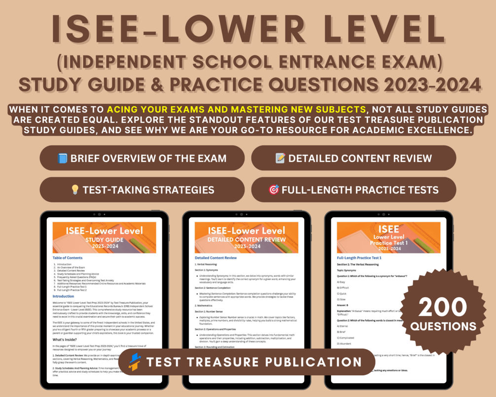 ISEE Lower Level Study Guide 2023-24: Verbal Reasoning, Math, & Reading Comprehension Prep for ...