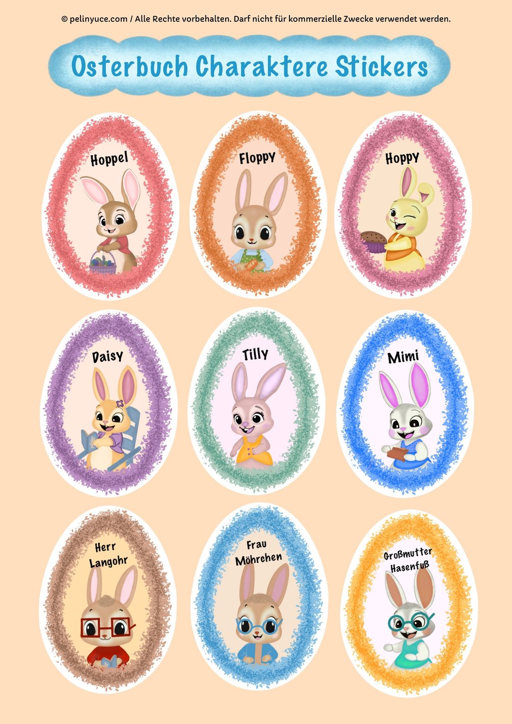 Osterzauberbuch alle Charakter Stickers (6 Seiten)