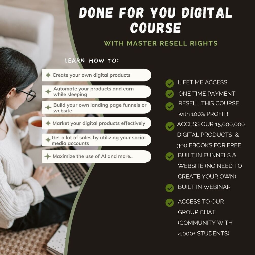 DONE FOR YOU DIGITAL COURSE WITH MASTER RESELL RIGHT
