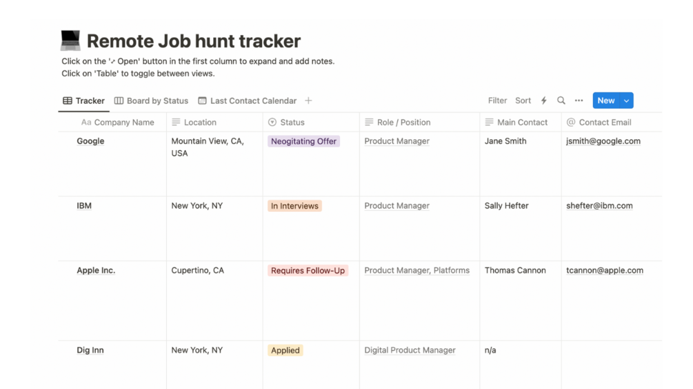 Remote Job Tracker (Free Notion Template)