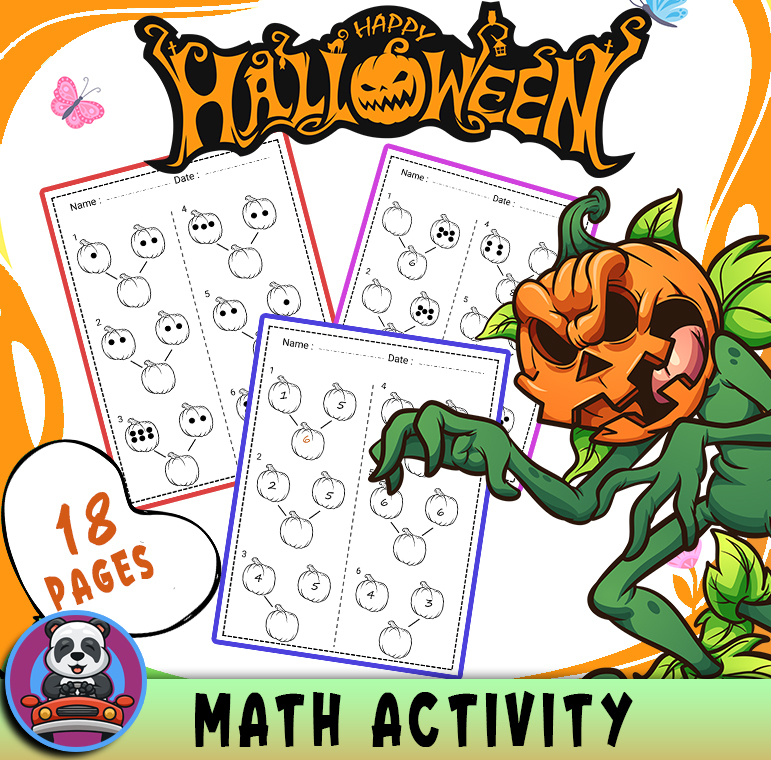 Halloween Math Worksheets | Pumpkin Counting Activity for Kindergarten ...