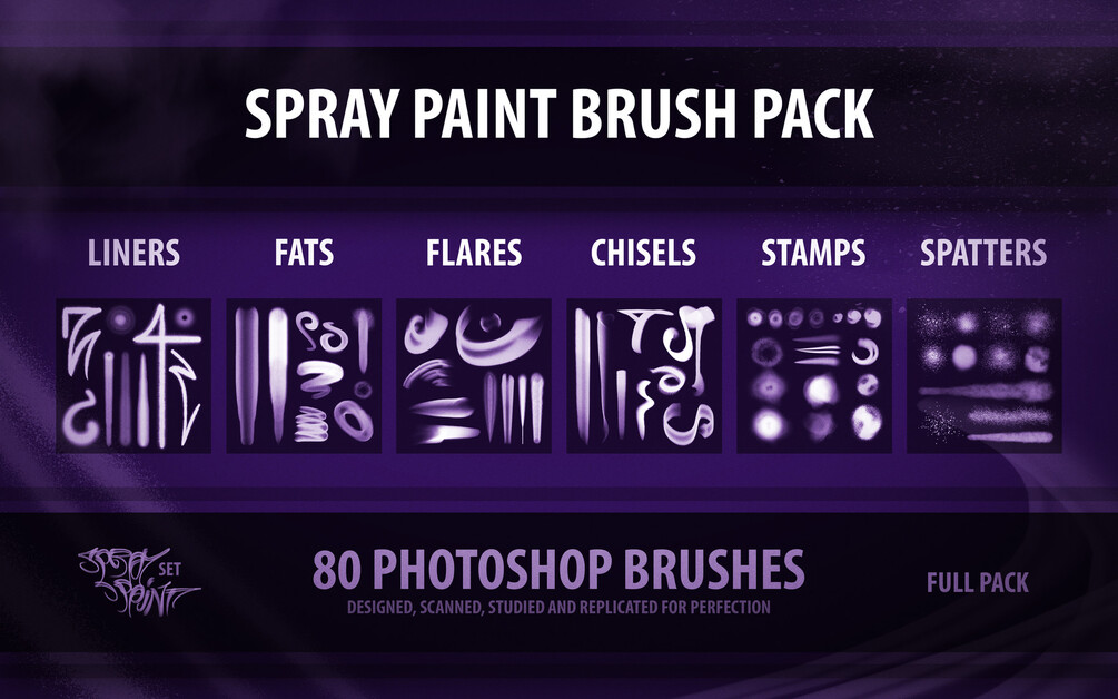 Full Spray Paint Brush Pack - Photoshop (80 Brushes)