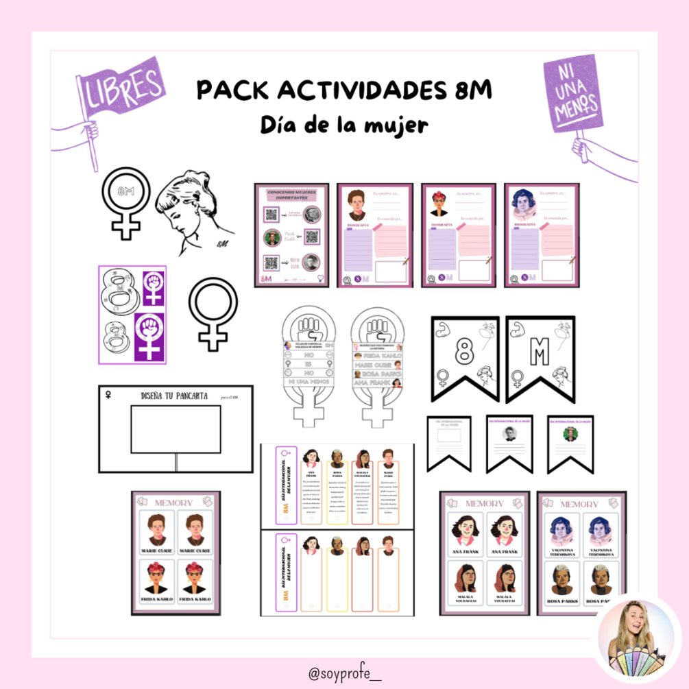 Pack 8M: Actividades para trabajar el día de la mujer