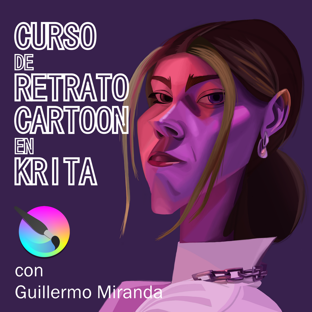 Retrato cartoon en Krita