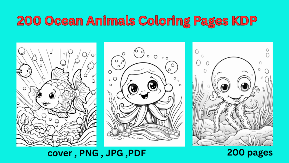 200 Ocean Animals Coloring Pages KDP
