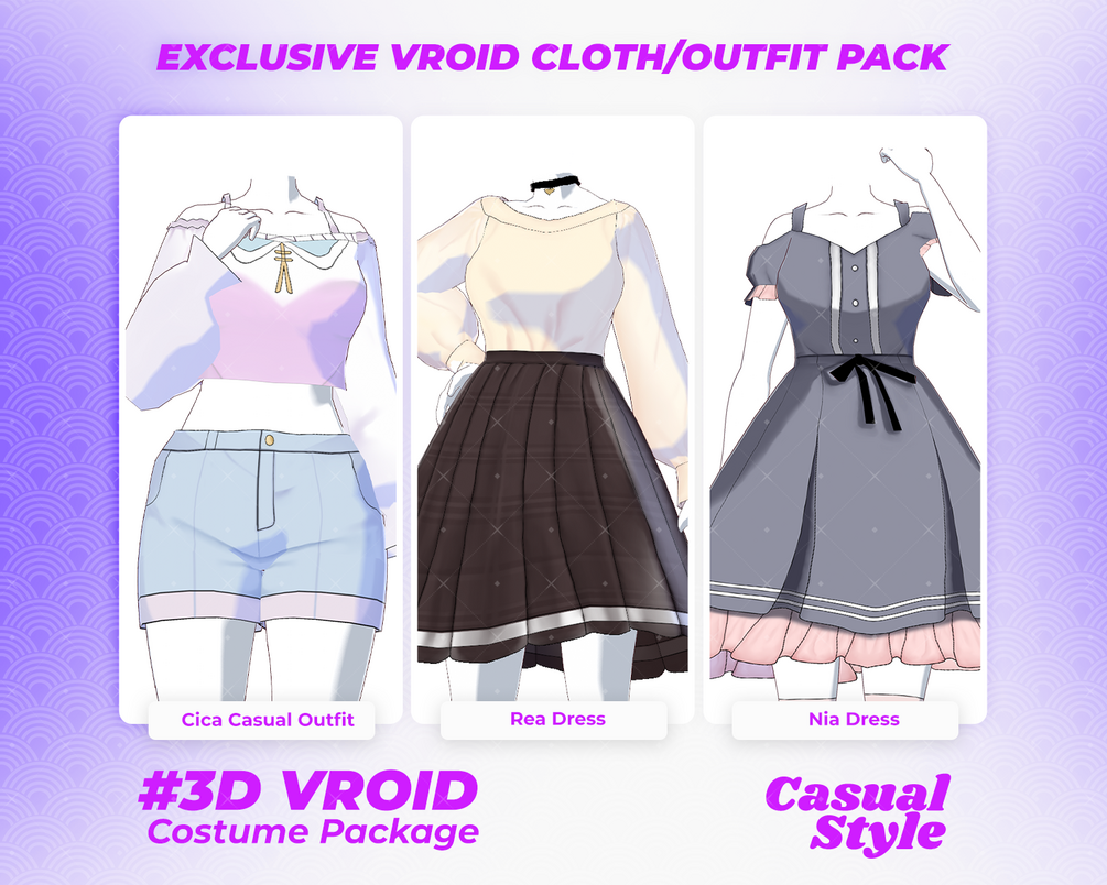 3D VRoid Clothes Pack | Complete VRoid 3D Casual Clothes | Personalized ...
