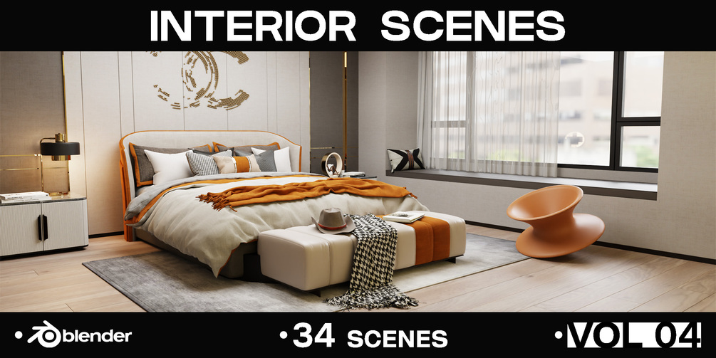 Interior Scenes VOL 04 | Blender | Arch viz | 3D furniture