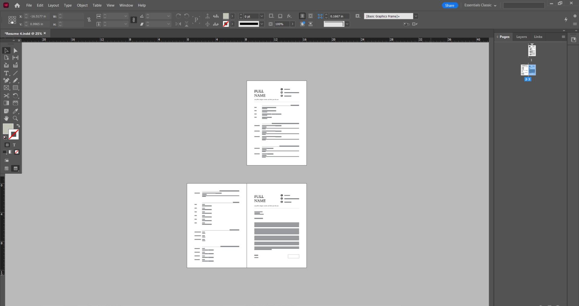 Resume Template: Editable CV and Letter of Intent for InDesign ...