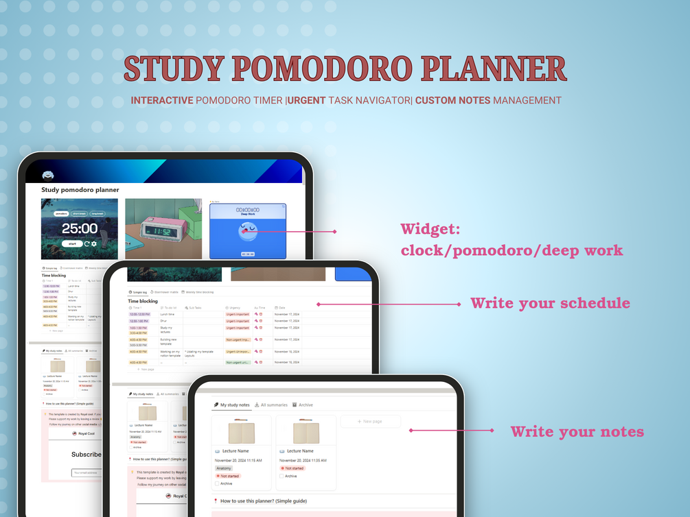 Study Pomodoro planner (Update)