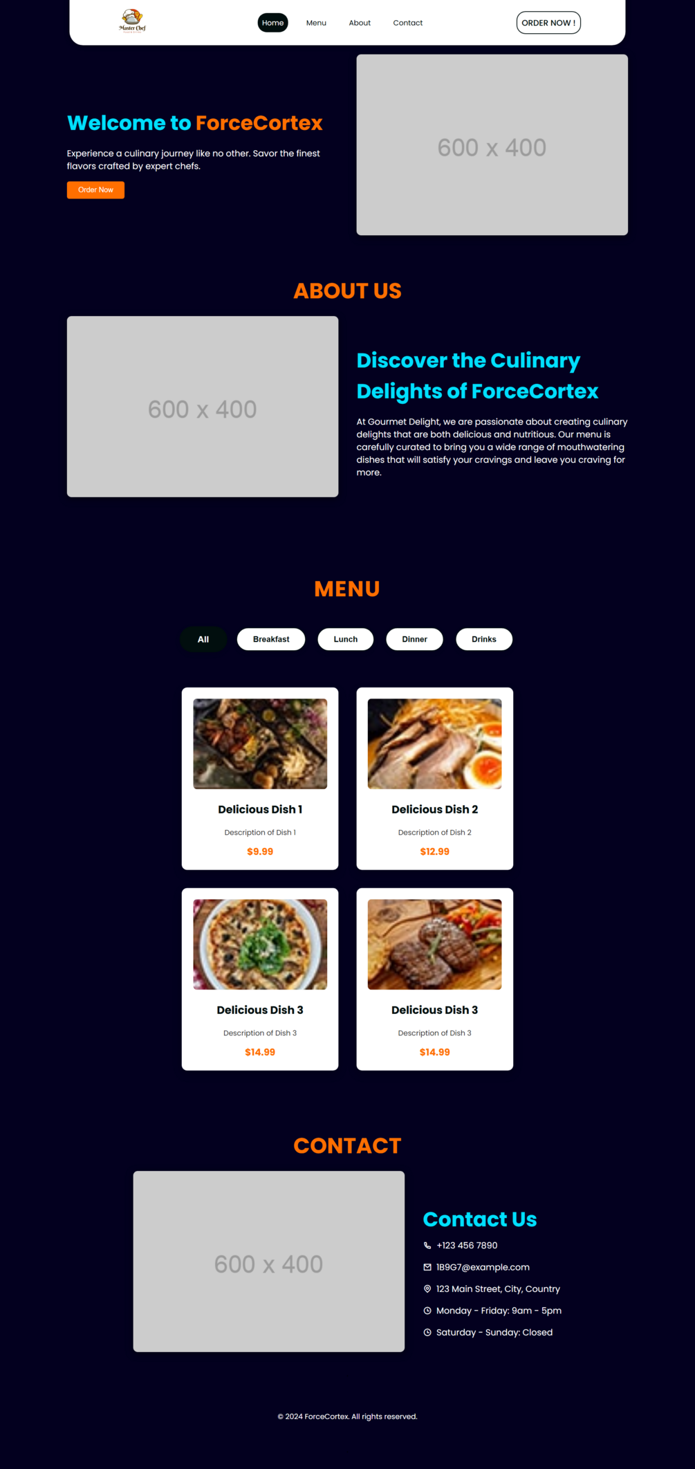 Modern & Sleek Restaurant Website with Dynamic Menu Management