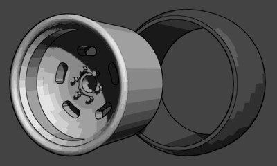 3D Model - Wheel - Slotted Deep Dish