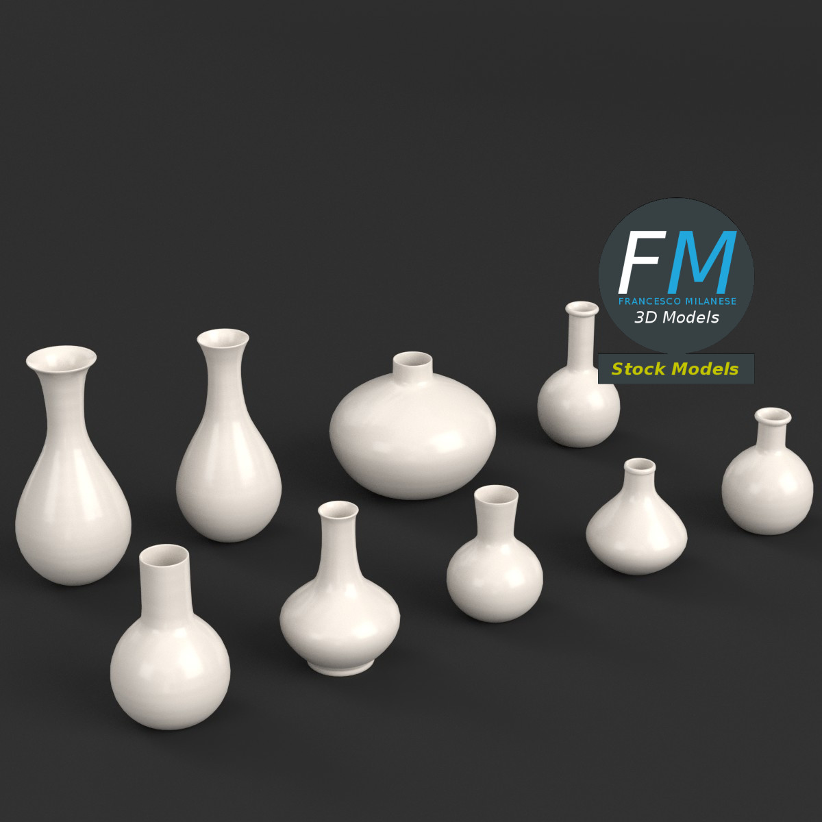 3D MODEL - Ceramic ampoule vases