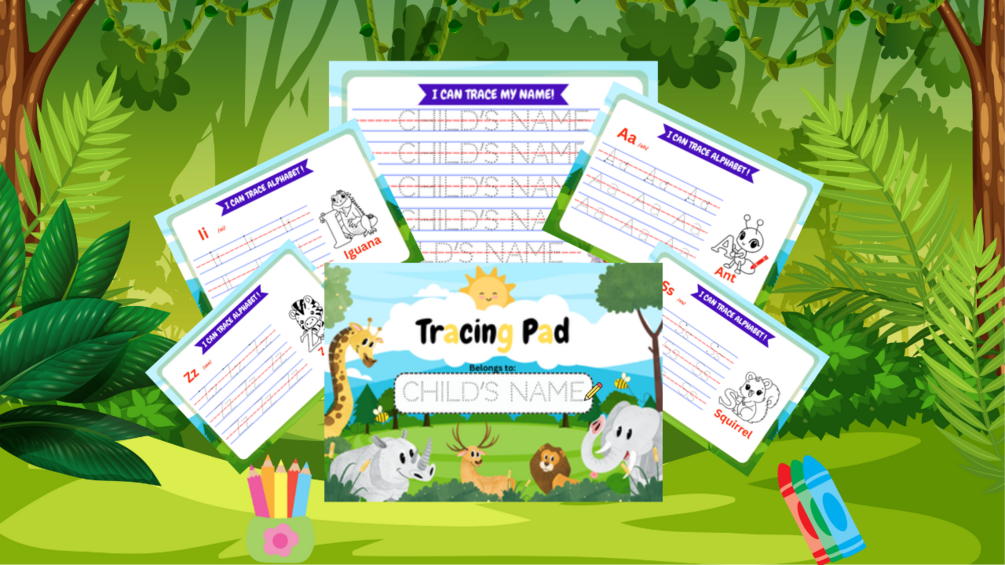 A–Z Tracing Pad: Learn Letters with Fun Animals (Editable in Canva)