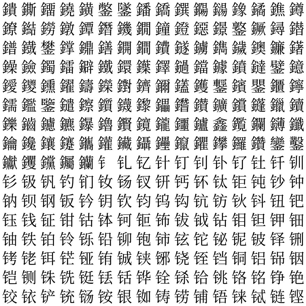 Unicode CJK 9400-94ff, 256 letters, SVG file for 2d and 3d