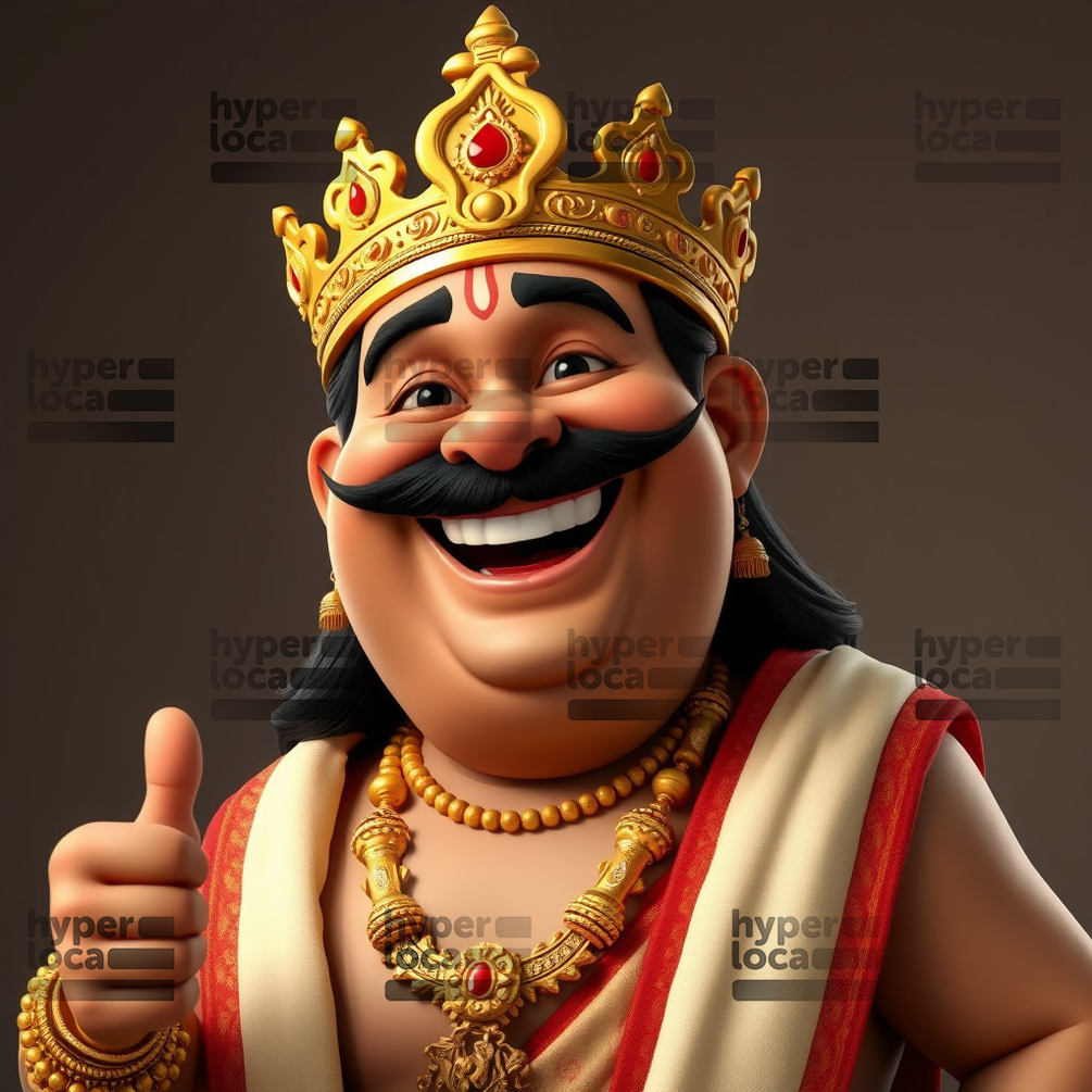 Vibrant Maveli Mahabali Stock Illustration - Onam Festival Art _ q2