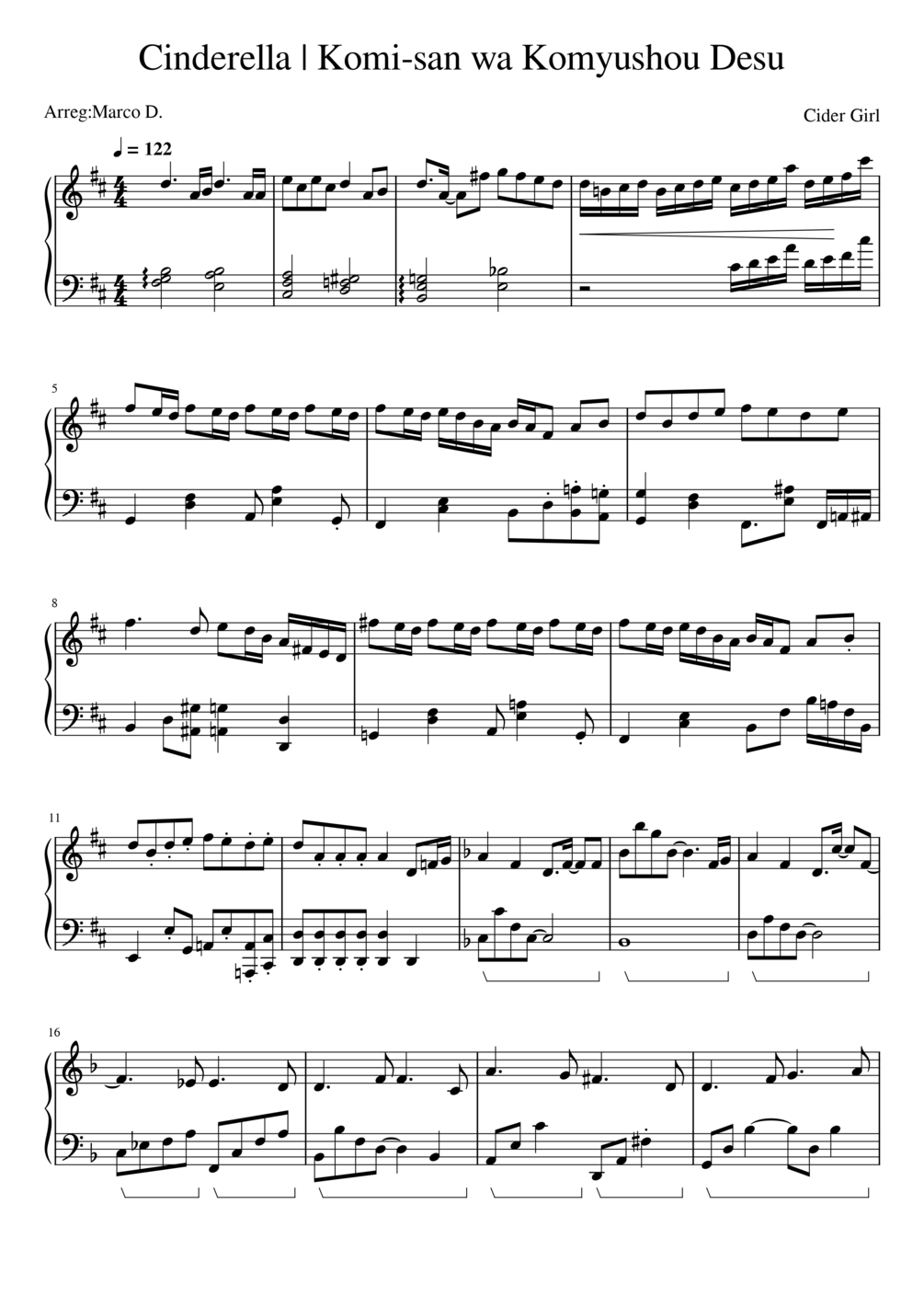 Cinderella | Komi-san wa Komyushou Desu SHEET + MIDI