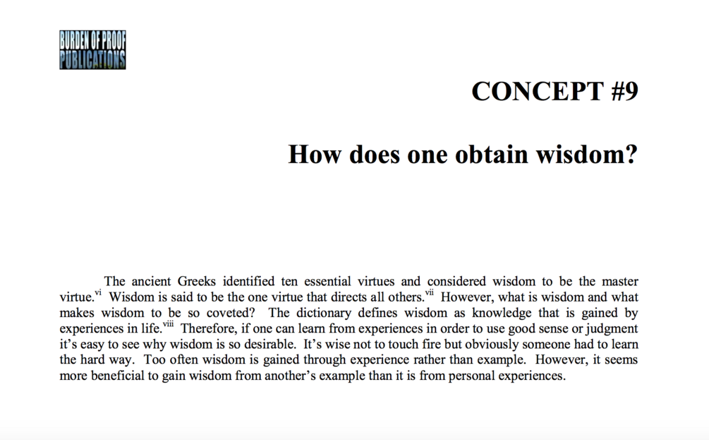 Concept #9 How does one obtain wisdom?