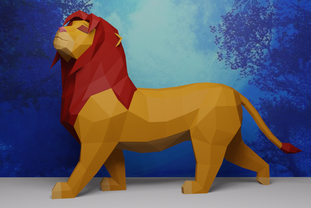 Lion king Simba - Papercraft template - low poly