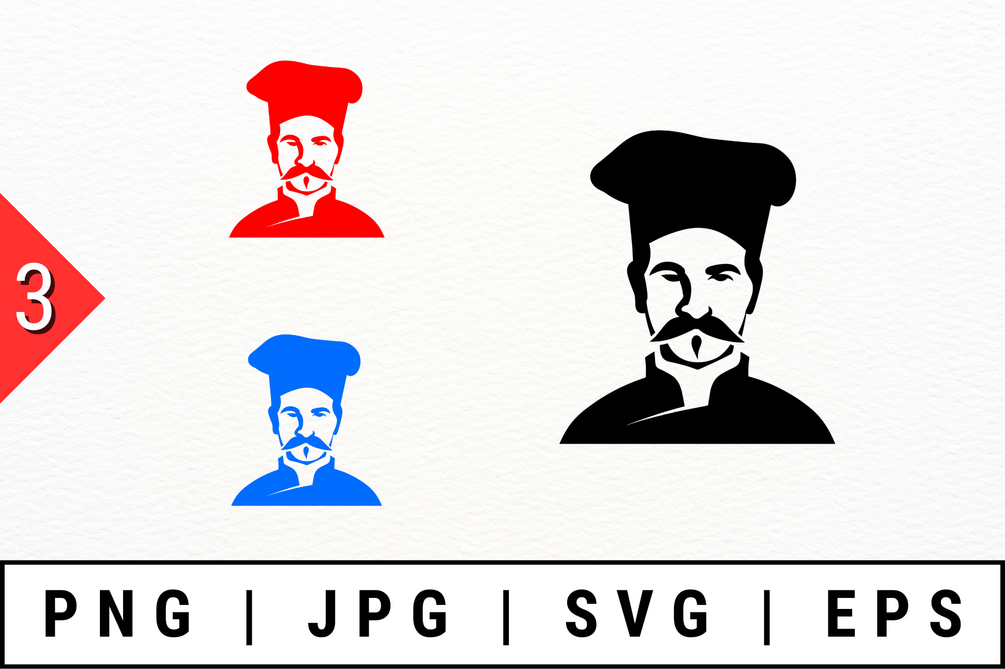Chef with Mustache Vector Art