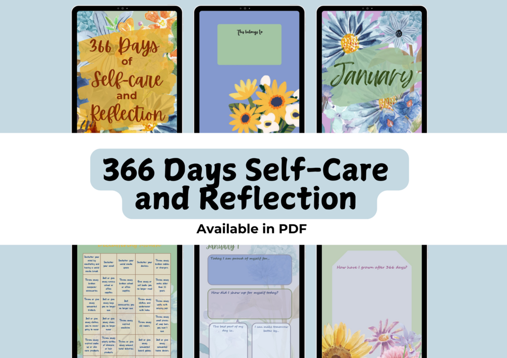 366 Days of Self Care (Blue Floral Design)