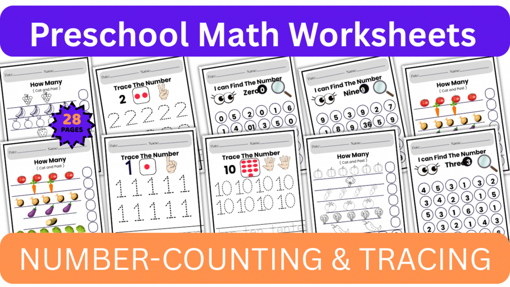 Preschool Math Worksheets NUMBER-COUNTING & TRACING