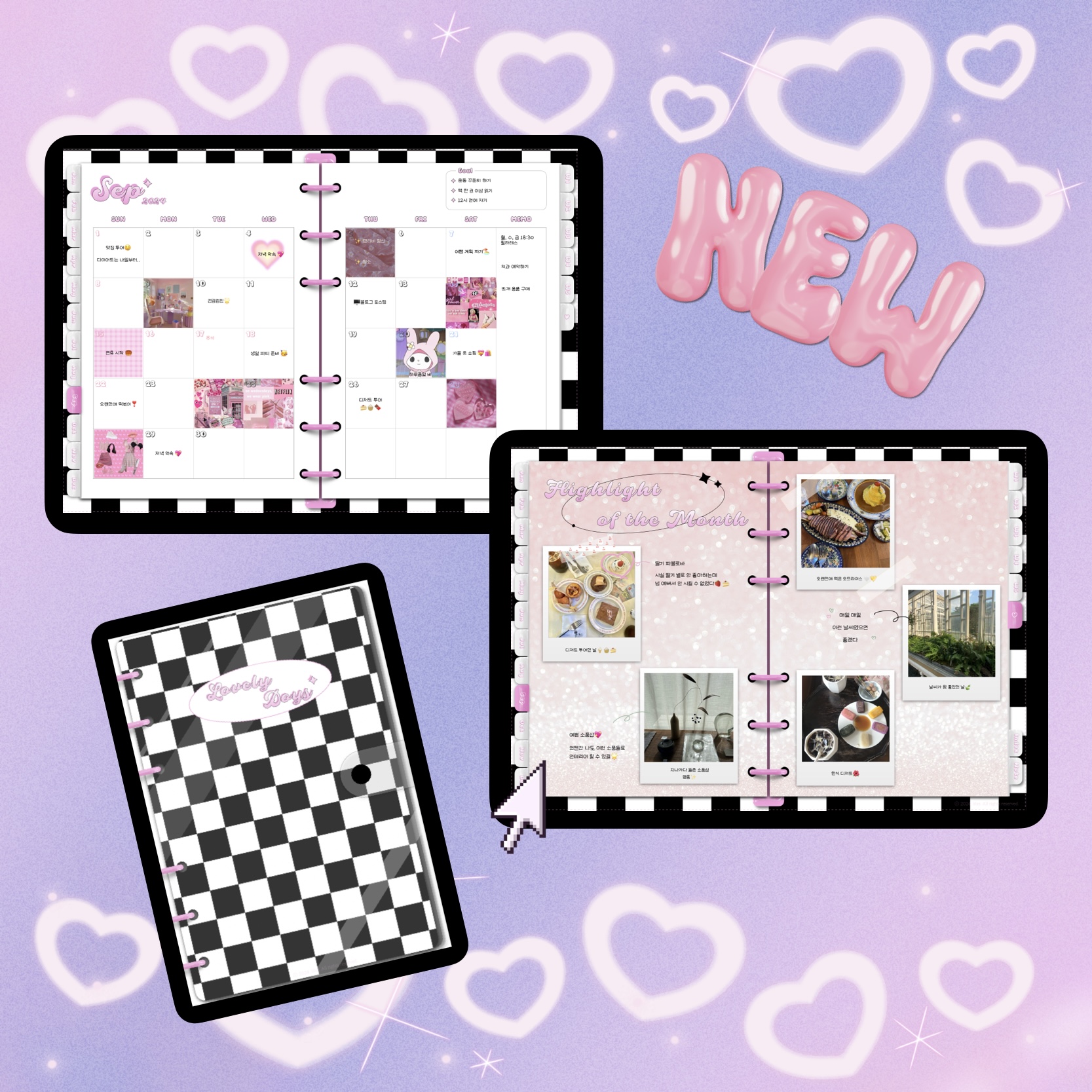 Y2K-inspired Digital 6-Ring Planner