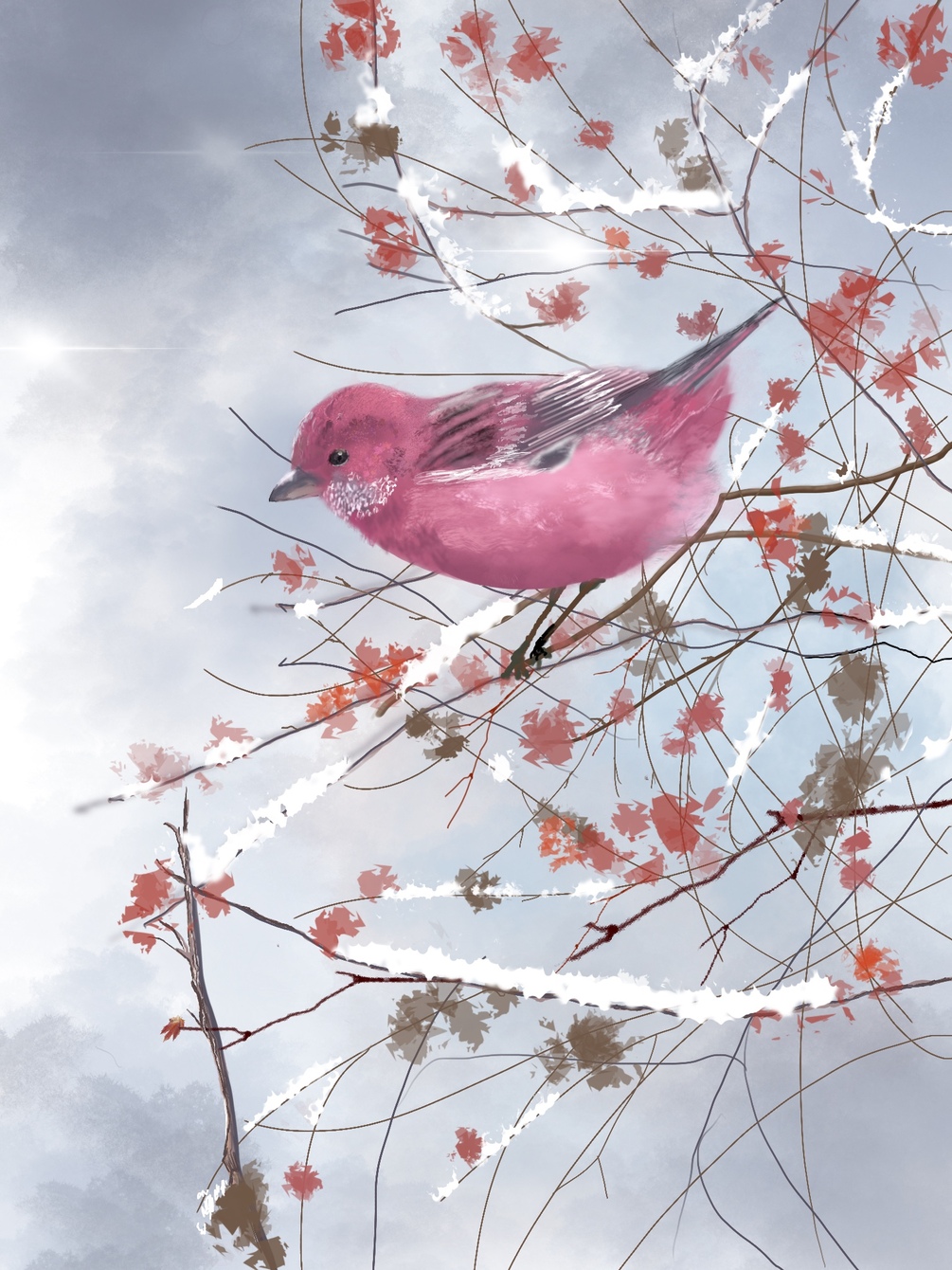 Rose Finch - Digital Painting