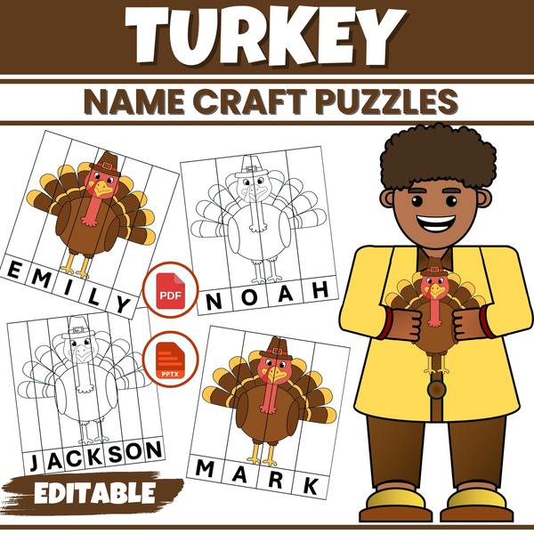 Editable Apple | Pumpkin Name puzzles and Scissor Craft Activity Bundle