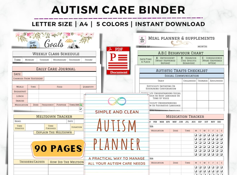 Autism Care Binder, Autism Planner Printable, Special Needs Child Planner.