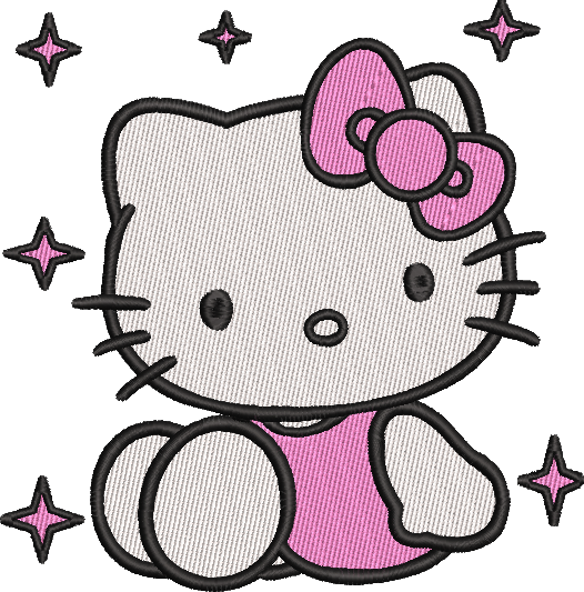 Hello kitty embroidery design, 3 sizes, instant download