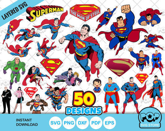 Superman 50 cliparts bundle, Superman SVG cut files for Cricut ...