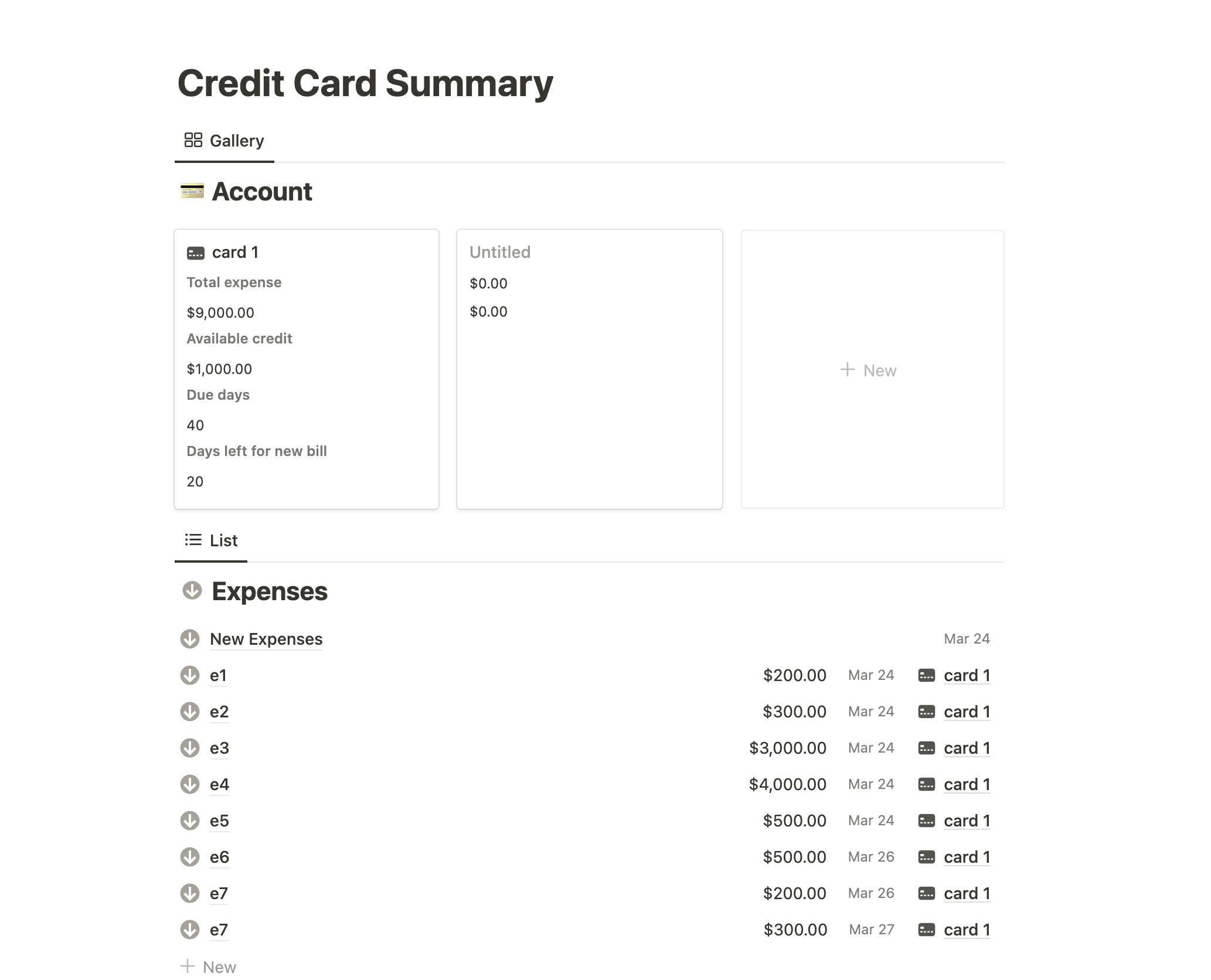 Credit Card Tracker
