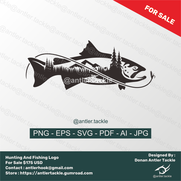 Trout Fish Mountain Rivers Outdoors Fishing Logo Designed By Donan ...