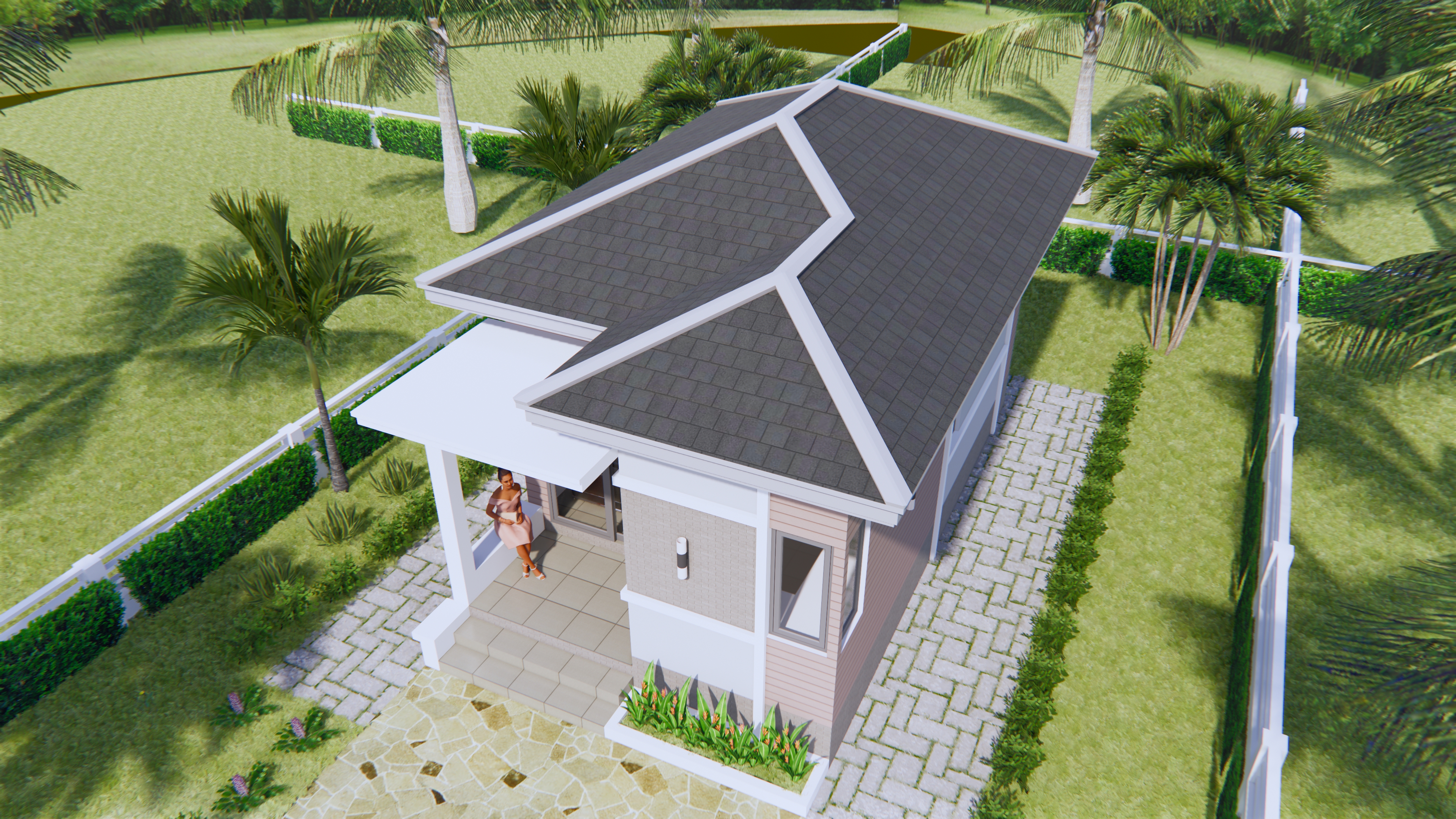 Small Family Home 15x25 Ft with One Bed 4.5x7.5 M Hip roof