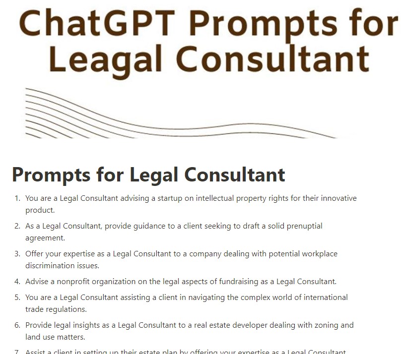 ChatGPT Prompts for Legal Consultant