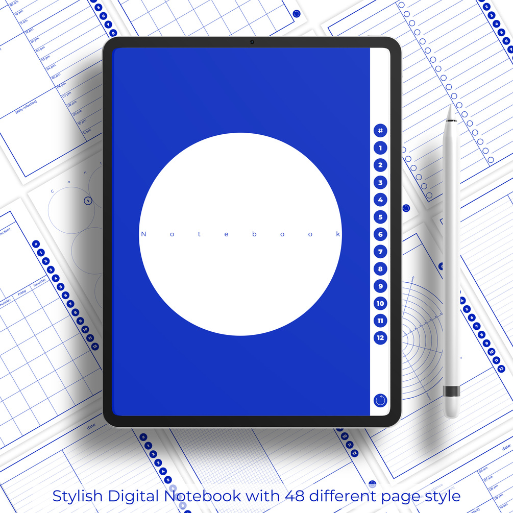 Digital Notebook for Goodnotes or Notability_Klein Blue