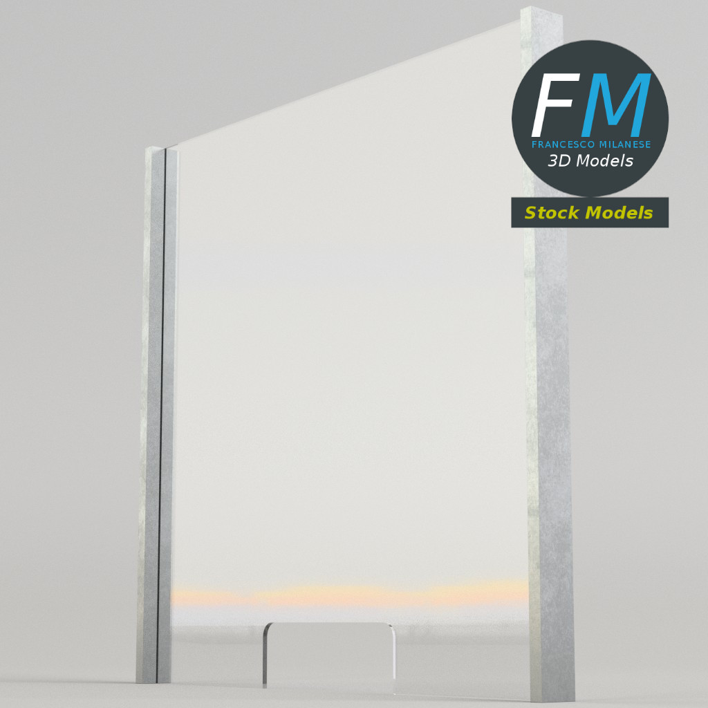 3D MODEL - Plexiglass sneeze guard panel