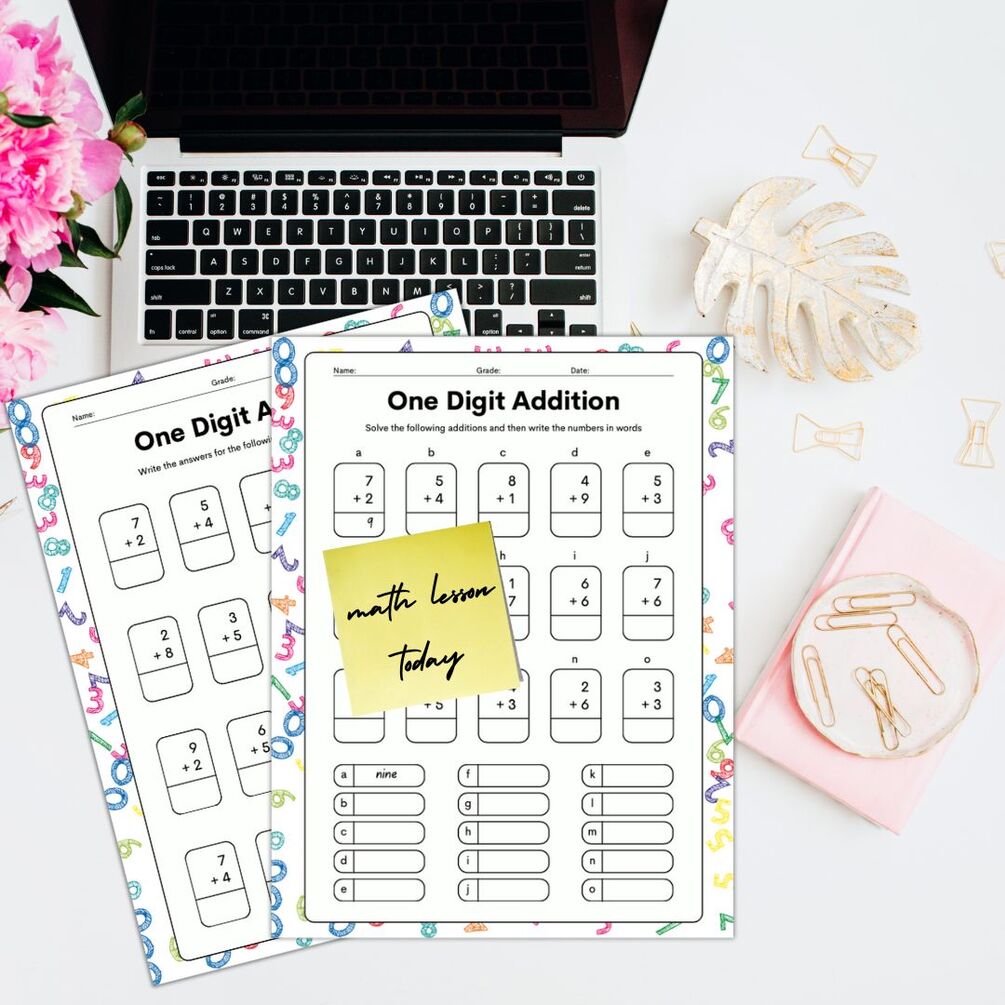 One-Digit Addition Worksheets (2 Pages) – No-Prep Math Practice for ...