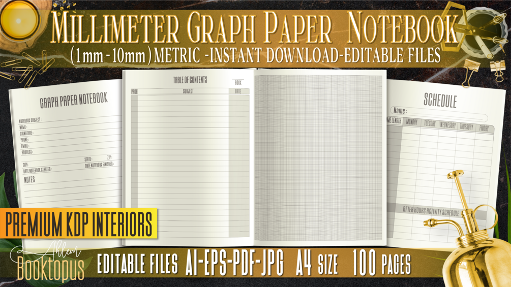 MILLIMETER GRAPH PAPER NOTEBOOK - 1mm - 10 mm GRID GRAPH PAPER- KDP ...