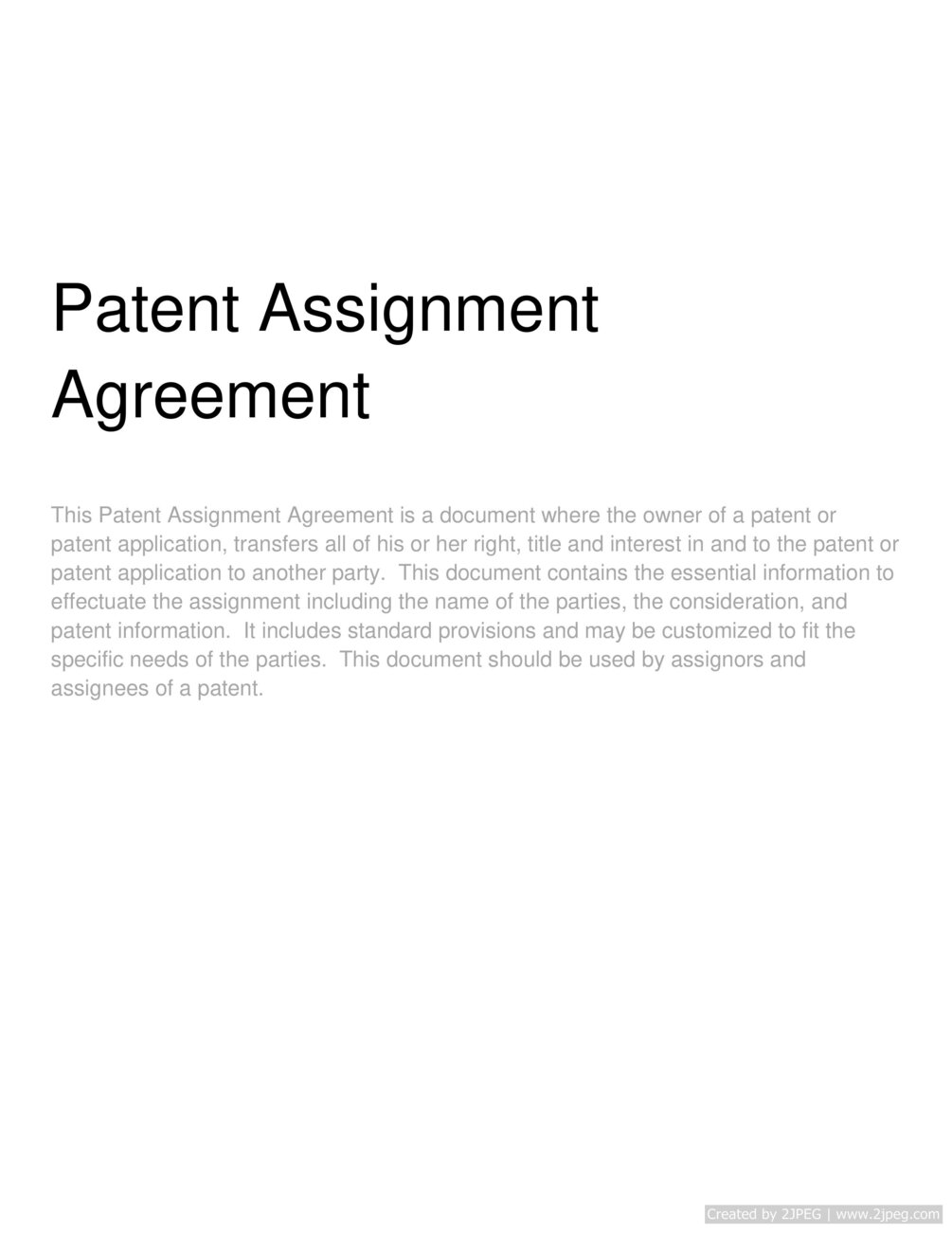 Patent Assignment Agreement
