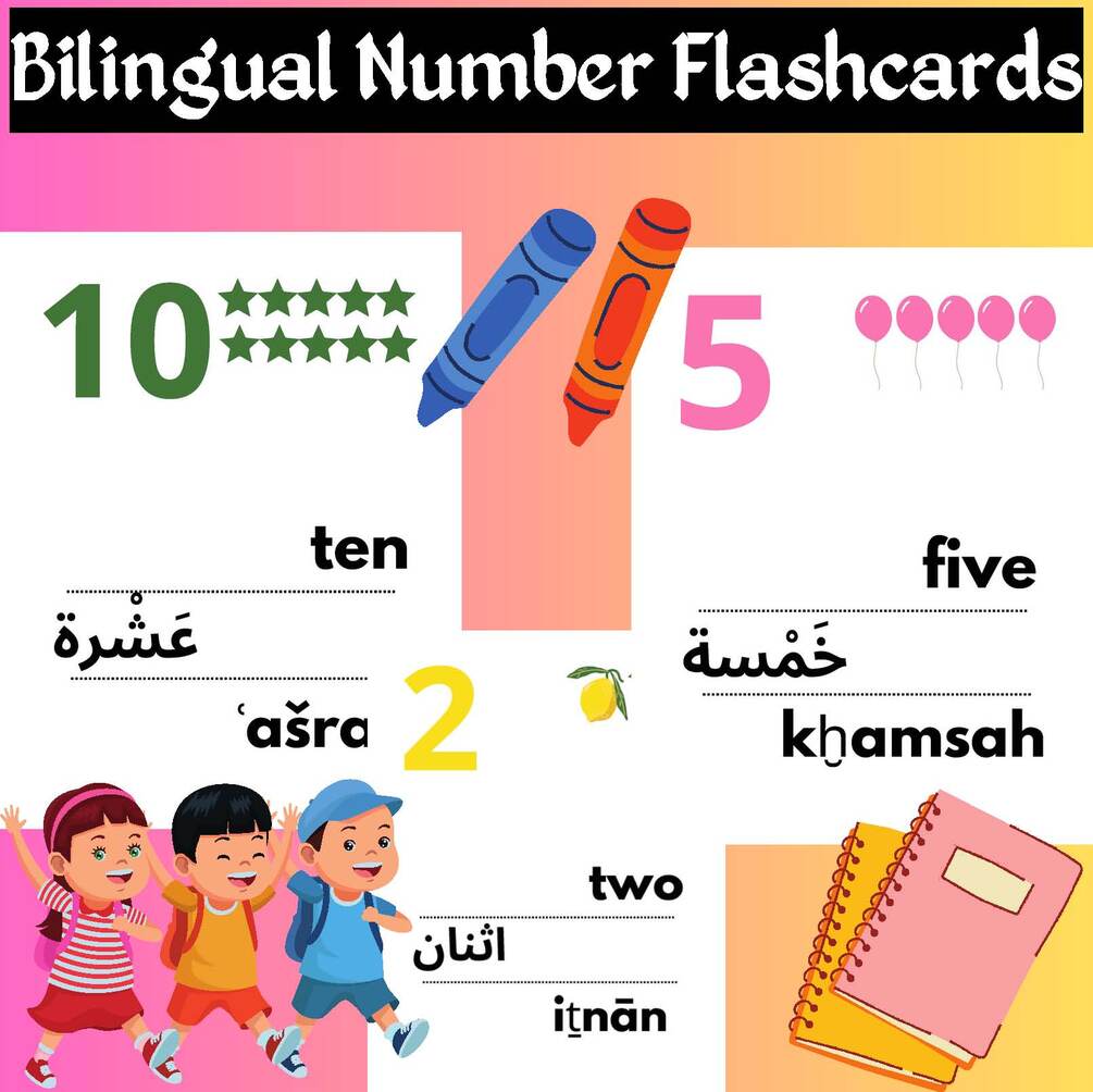 Bilingual Number Flashcards Arabic English