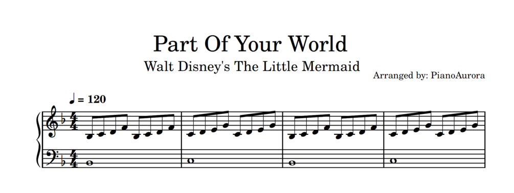 The Little Mermaid - "Part Of Your World" - EASY Piano Sheet Music