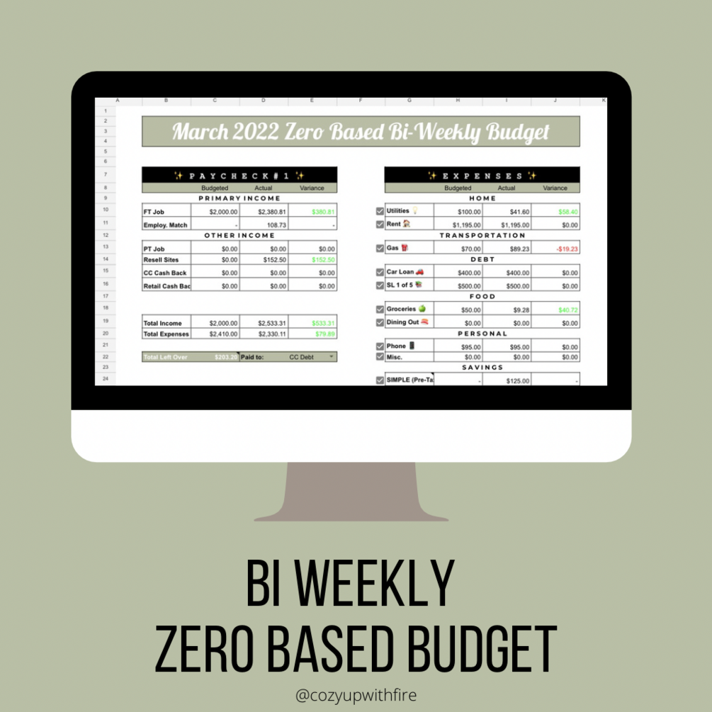Bi Weekly Zero Based Budget Template (Month)