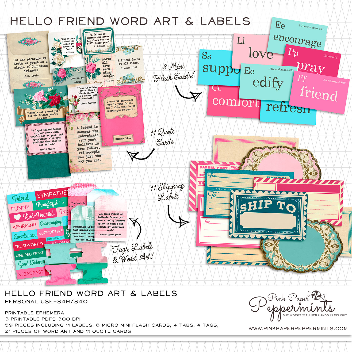 Hello Friend | Word Art, Flash Cards & Labels