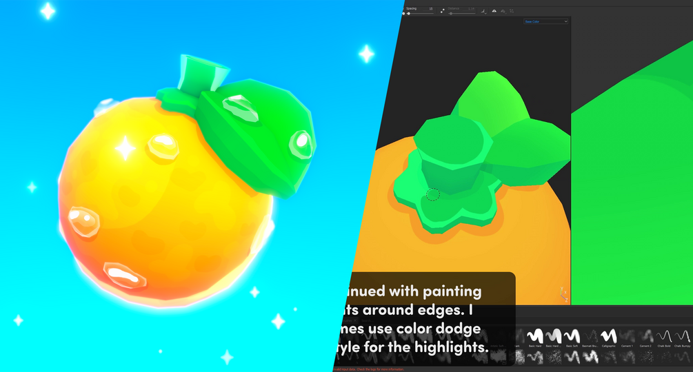 Simple Stylized Unlit Texture Painting Process / Orange