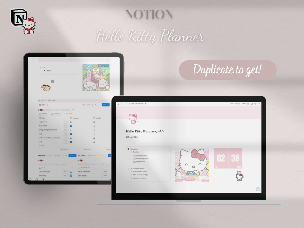 Hello Kitty Notion Planner Template