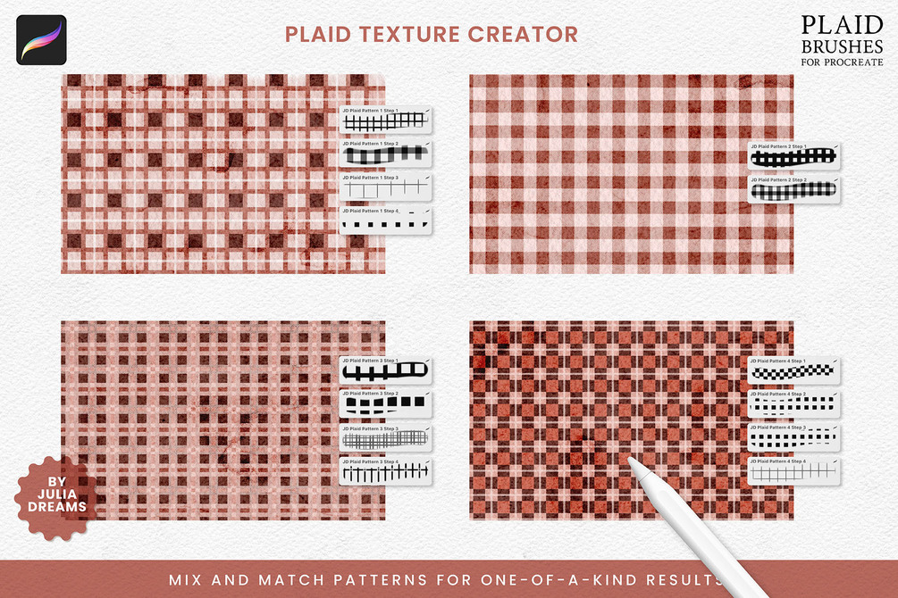 Plaid Effects Pattern Brushes for Procreate