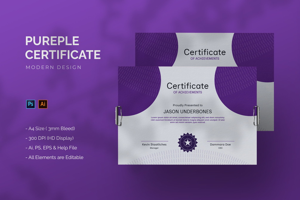 Pureple - Certificate Template